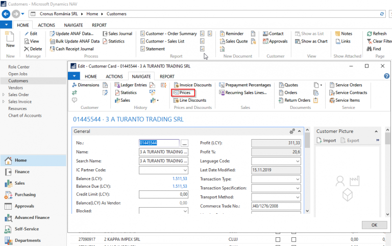 Navision Dynamics NAV - Customer Card Prices - Kepler Management Systems