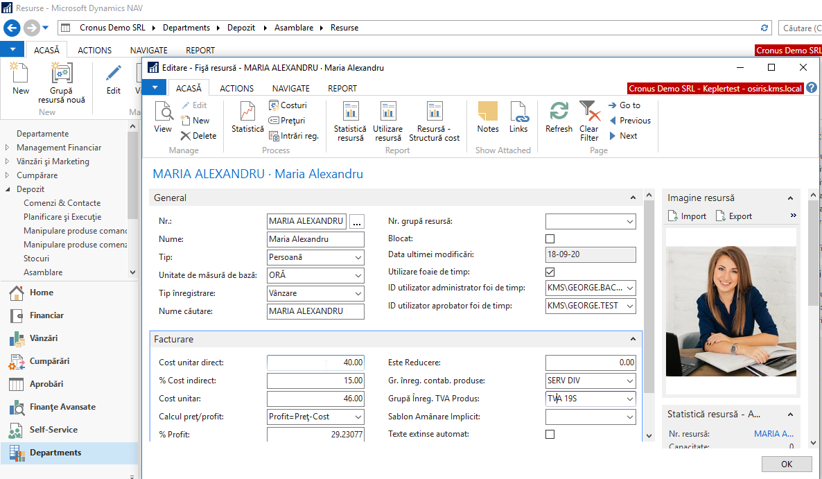 Dynamics NAV (Navision) - Planificare timp angajați pe proiecte
