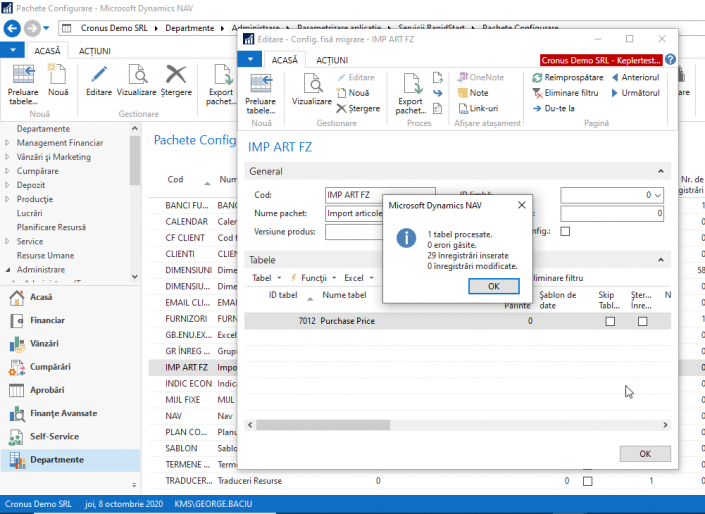 Dynamics NAV (Navision) - Import de date serviciile RapidStart