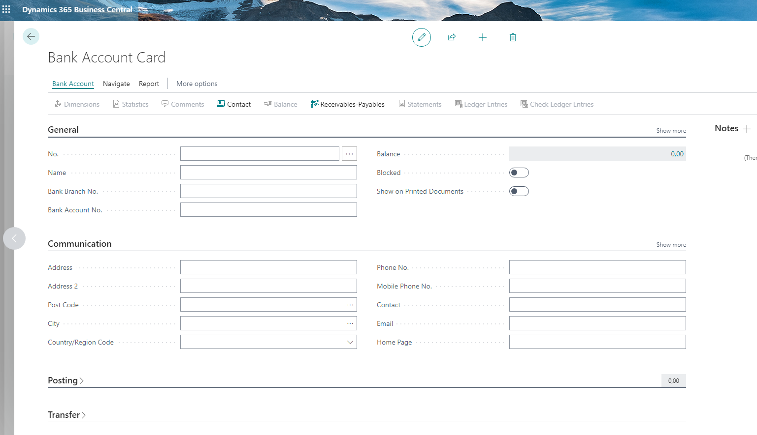 Dynamics Business Central - Empty bank account card - Kepler Management ...